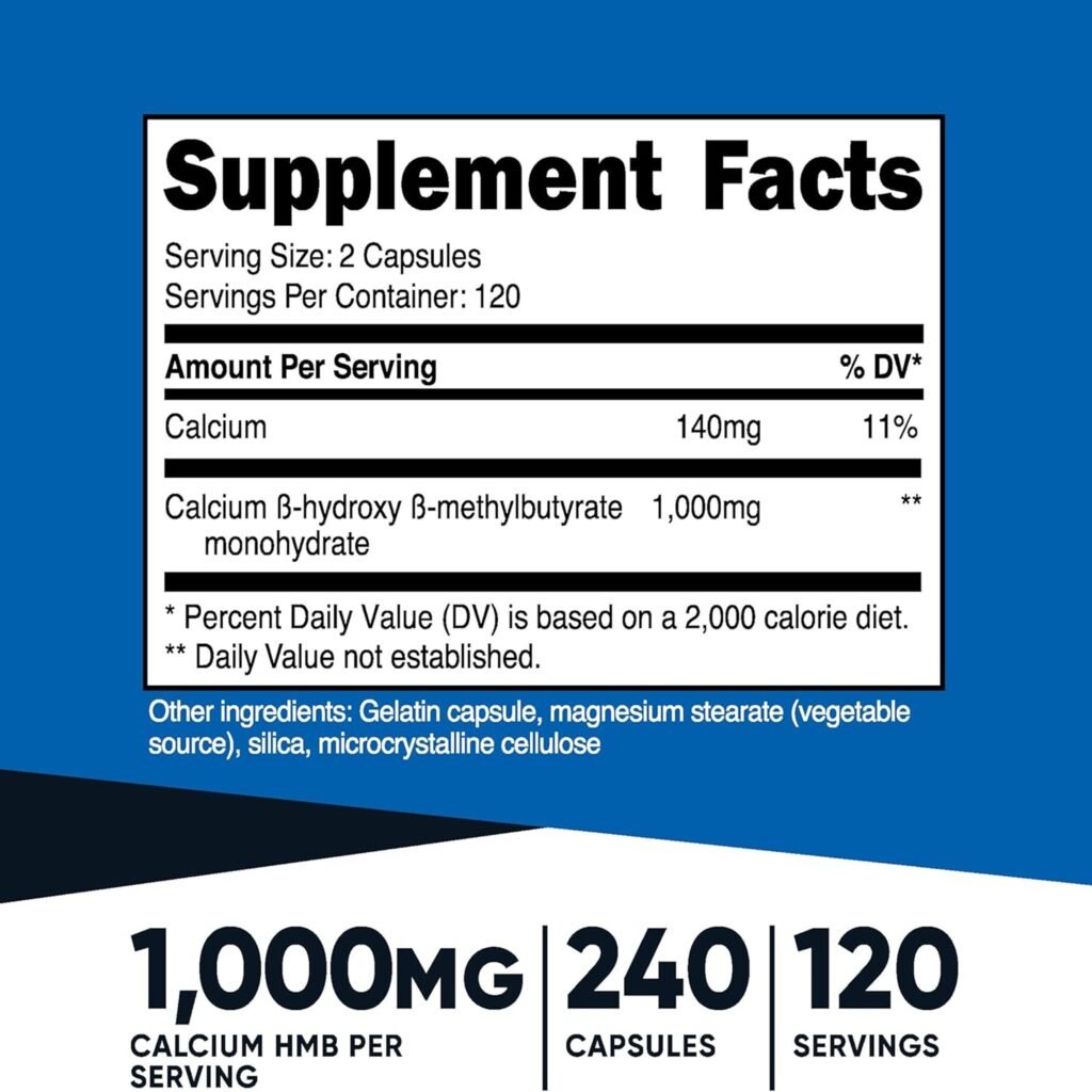 Nutricost HMB B-Hydroxy-B-methylbutyrate, 240 Capsules (500 mg per ...