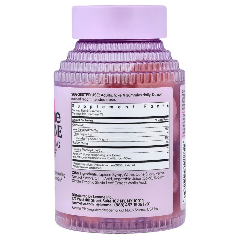 Lemme Creatine Body Toning Gummies Sour Strawberry – 60 Gummies ...