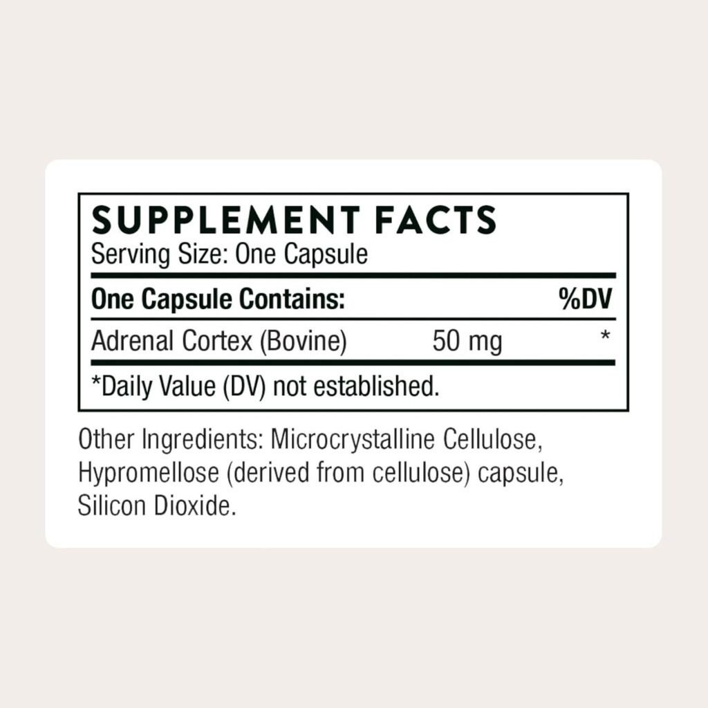 Thorne Adrenal Cortex 50 mg – 60 Capsules - Protein House Qatar